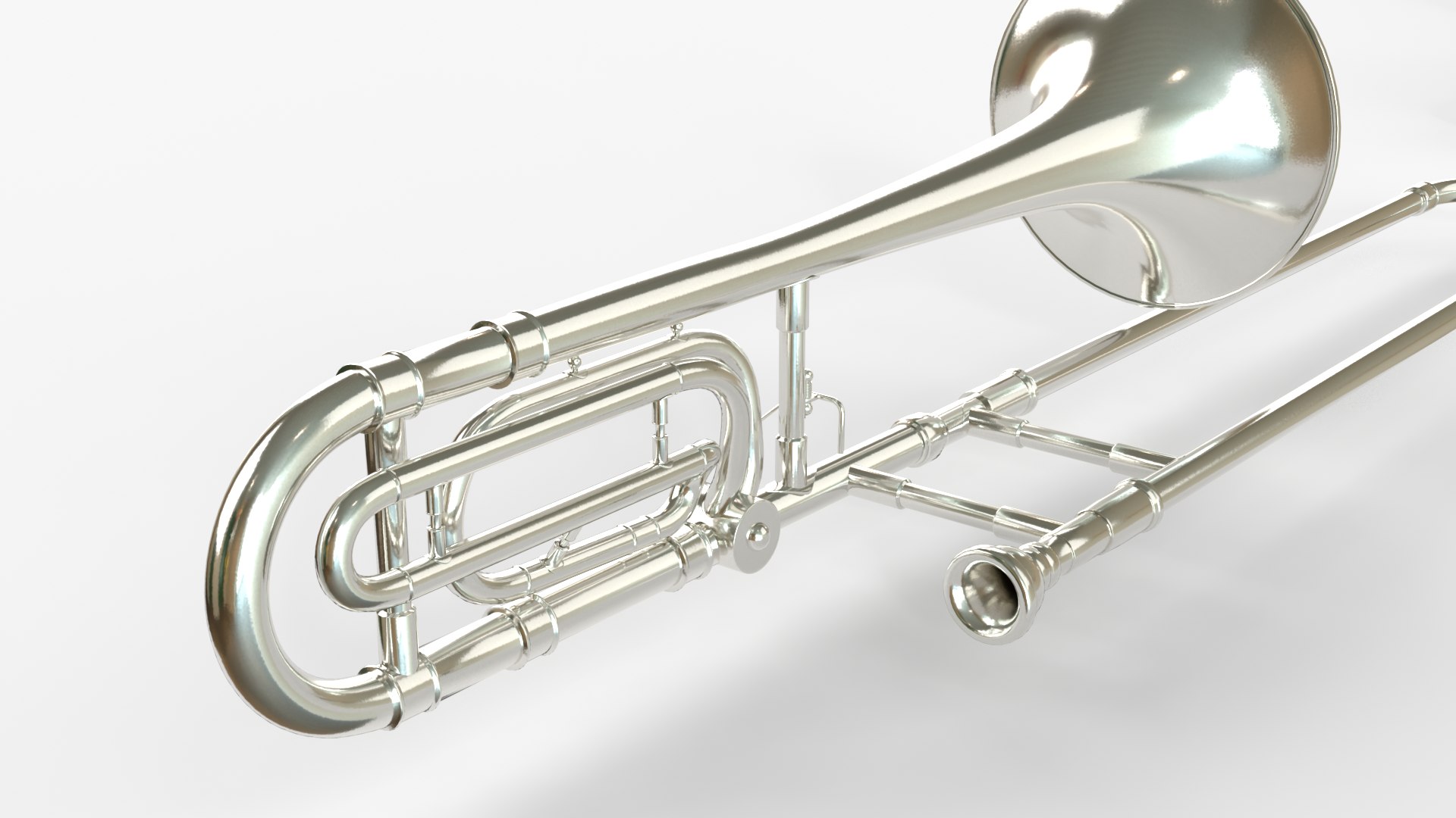 Bass Trombone Three Types Of Materials Brass Copper And Silver 3D Model ...
