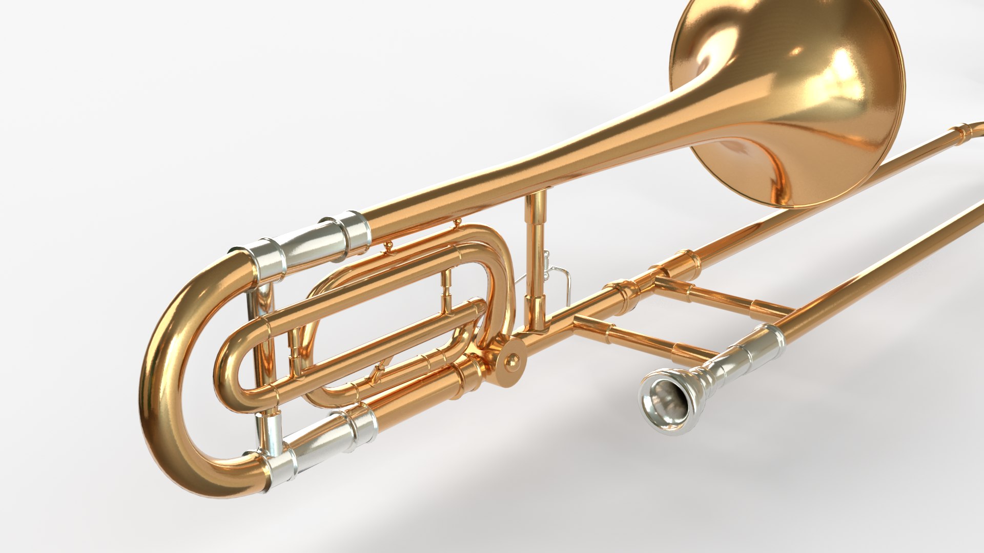Bass Trombone Three Types Of Materials Brass Copper And Silver 3D Model ...