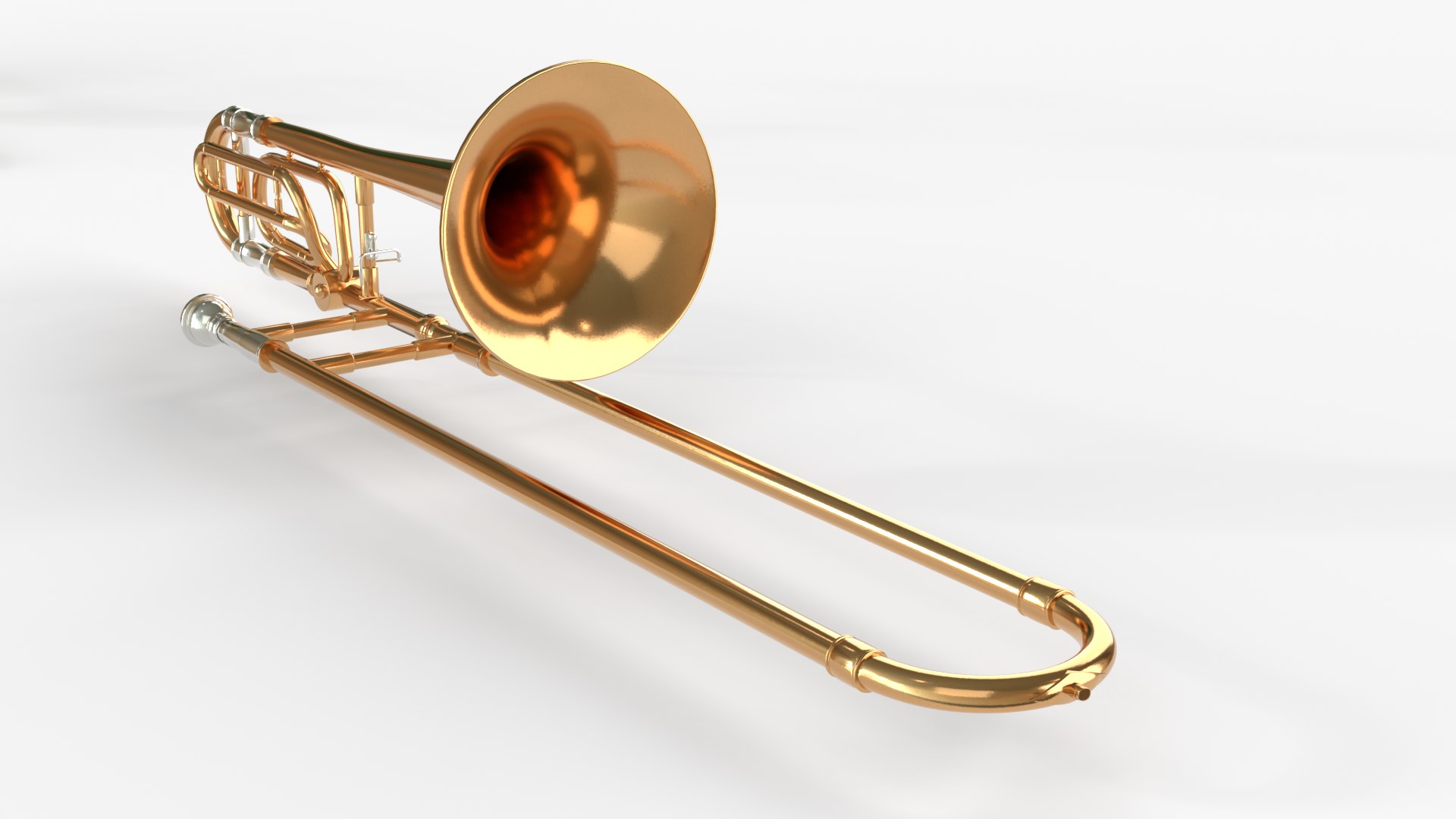 Bass Trombone Three Types Of Materials Brass Copper And Silver 3D Model ...