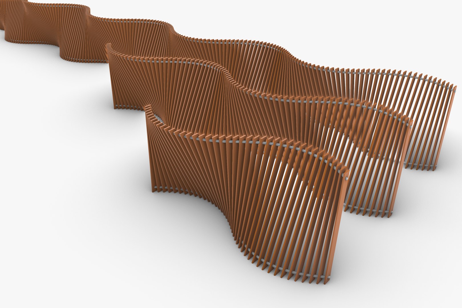 Sine Wavy Wall Wooden Sections 3D Model - TurboSquid 1968720