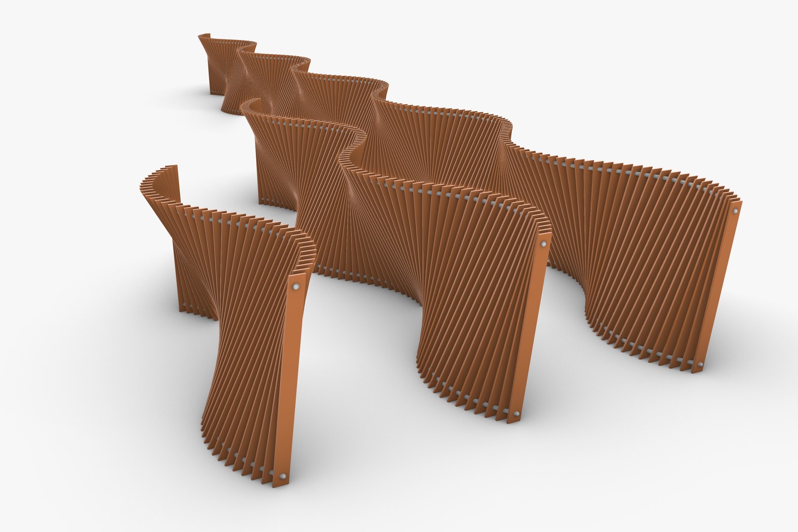 Sine Wavy Wall Wooden Sections 3D Model - TurboSquid 1968720
