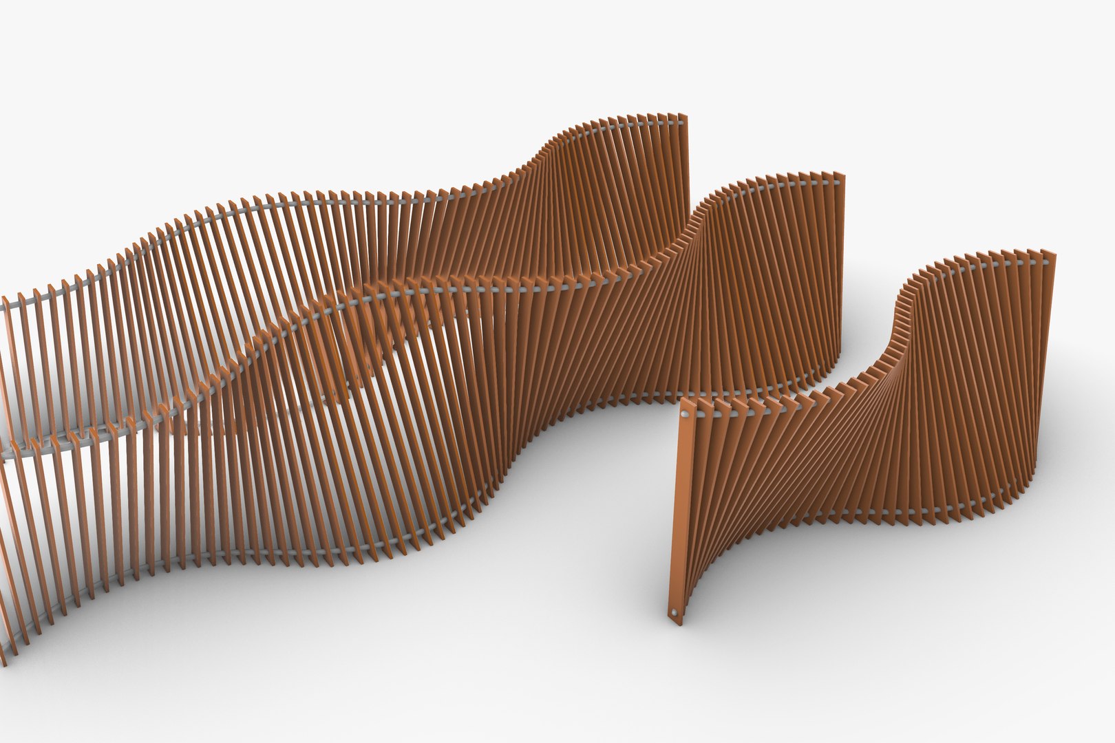 Sine Wavy Wall Wooden Sections 3D Model - TurboSquid 1968720