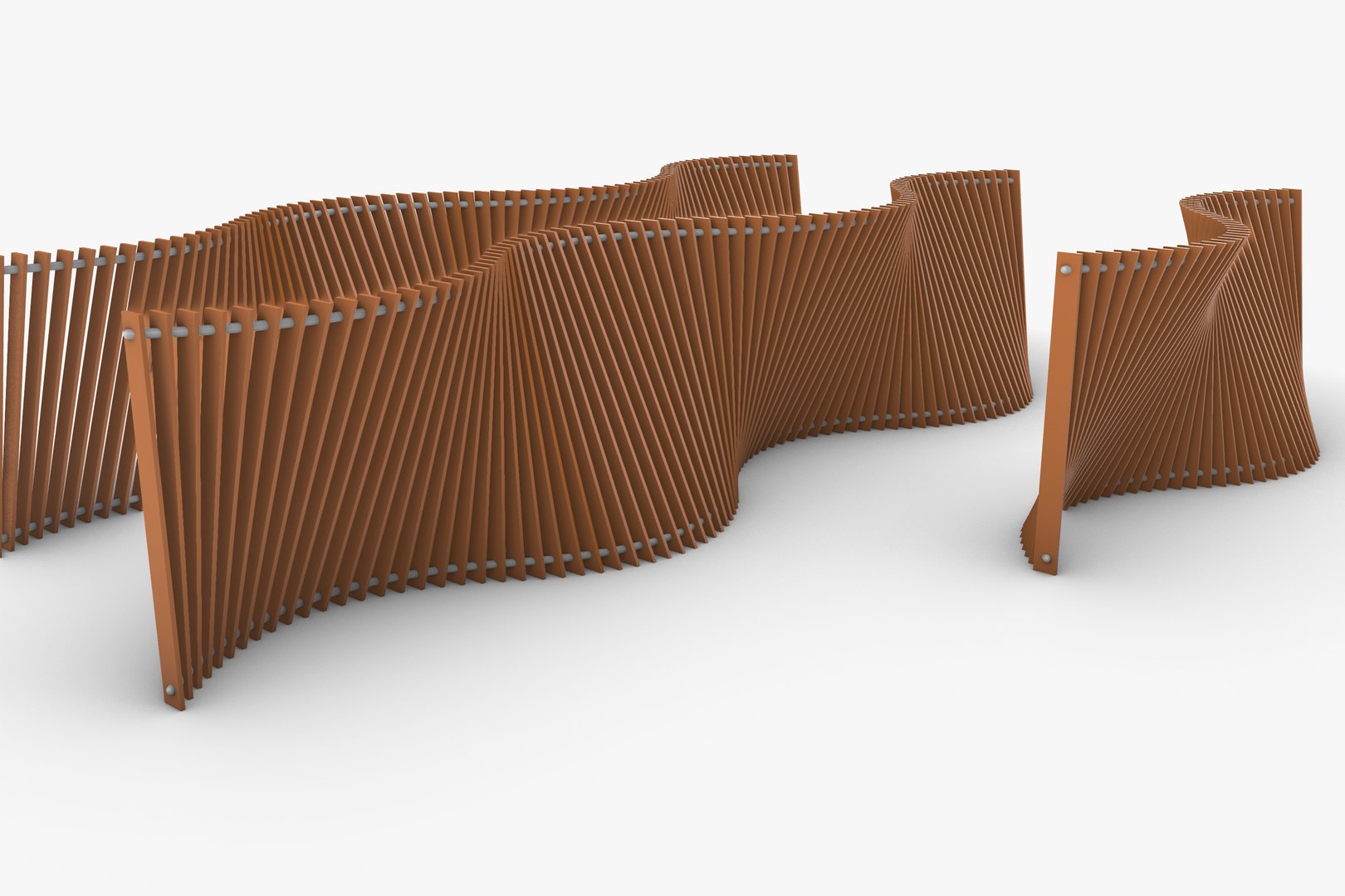 Sine Wavy Wall Wooden Sections 3D Model - TurboSquid 1968720