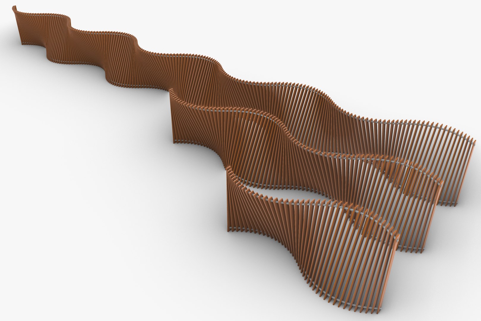 Sine Wavy Wall Wooden Sections 3D Model - TurboSquid 1968720