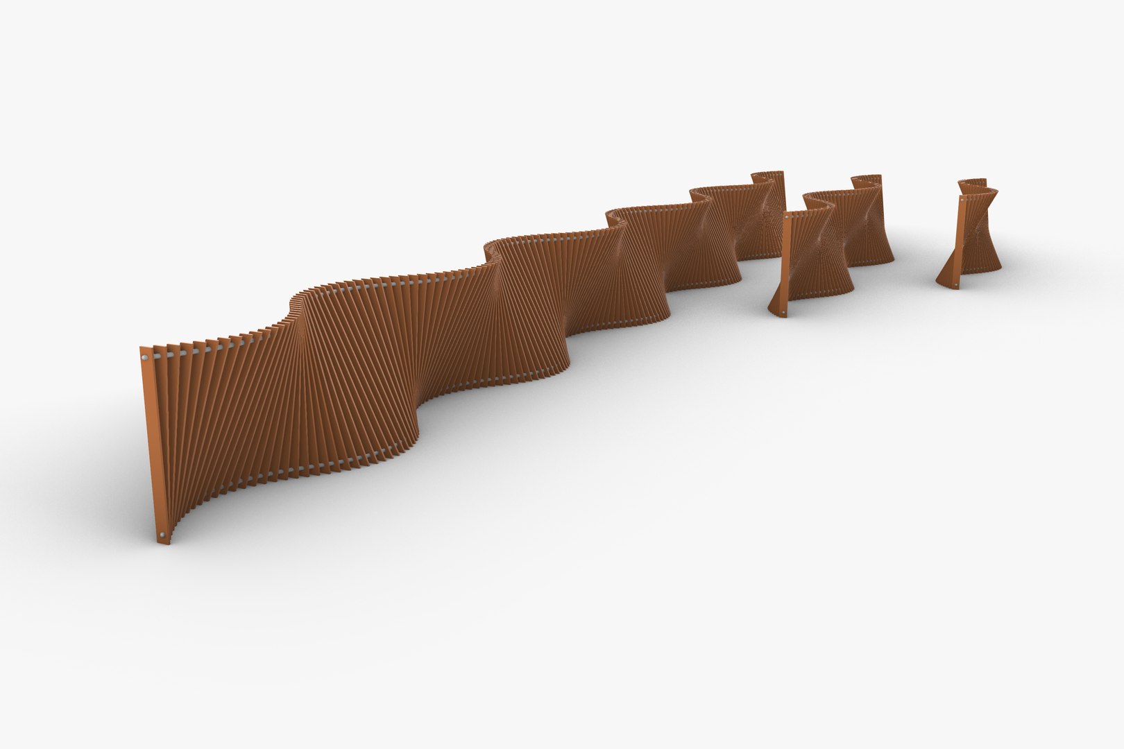 Sine Wavy Wall Wooden Sections 3D Model - TurboSquid 1968720