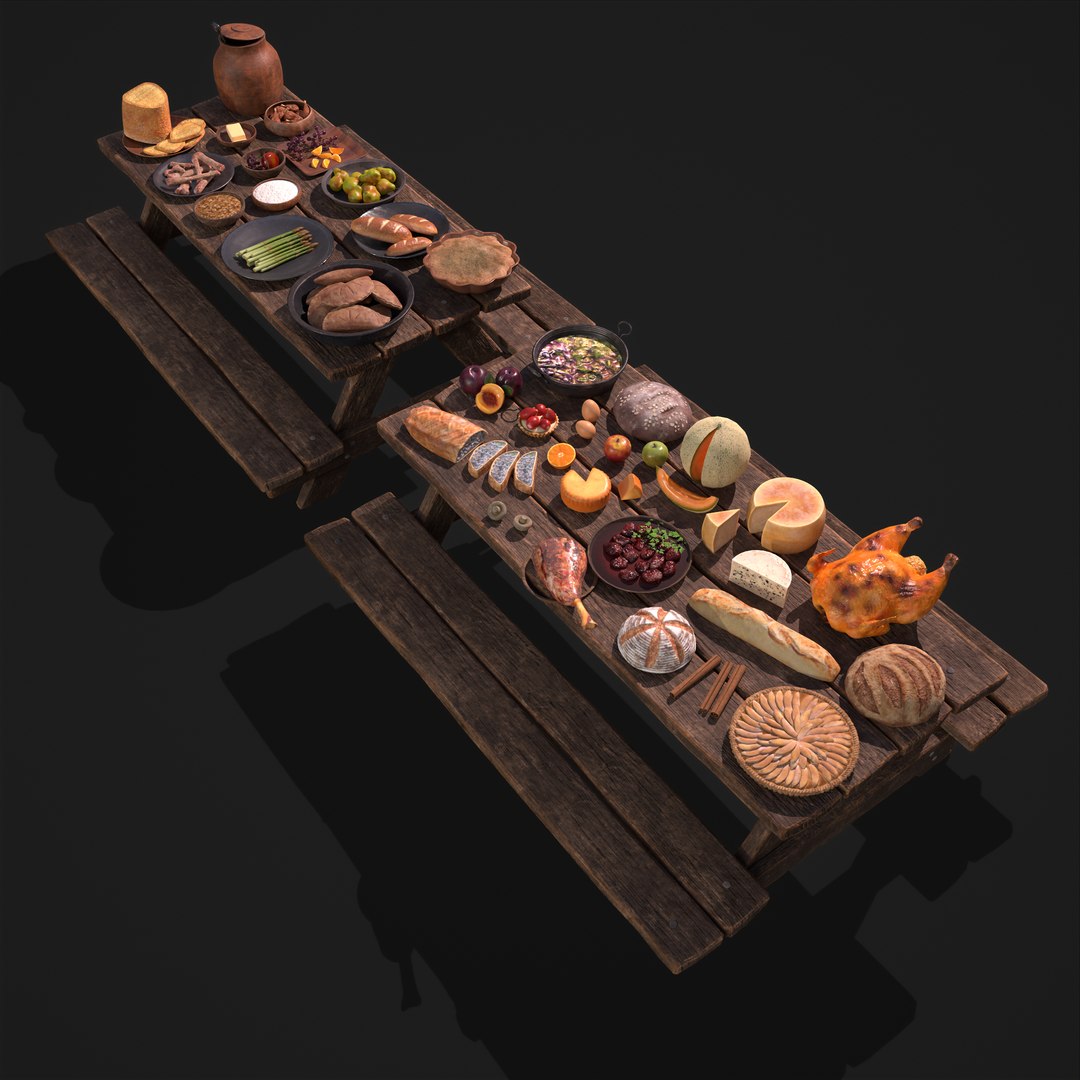 3D Medieval Double Picnic Feast Collection - TurboSquid 1962126