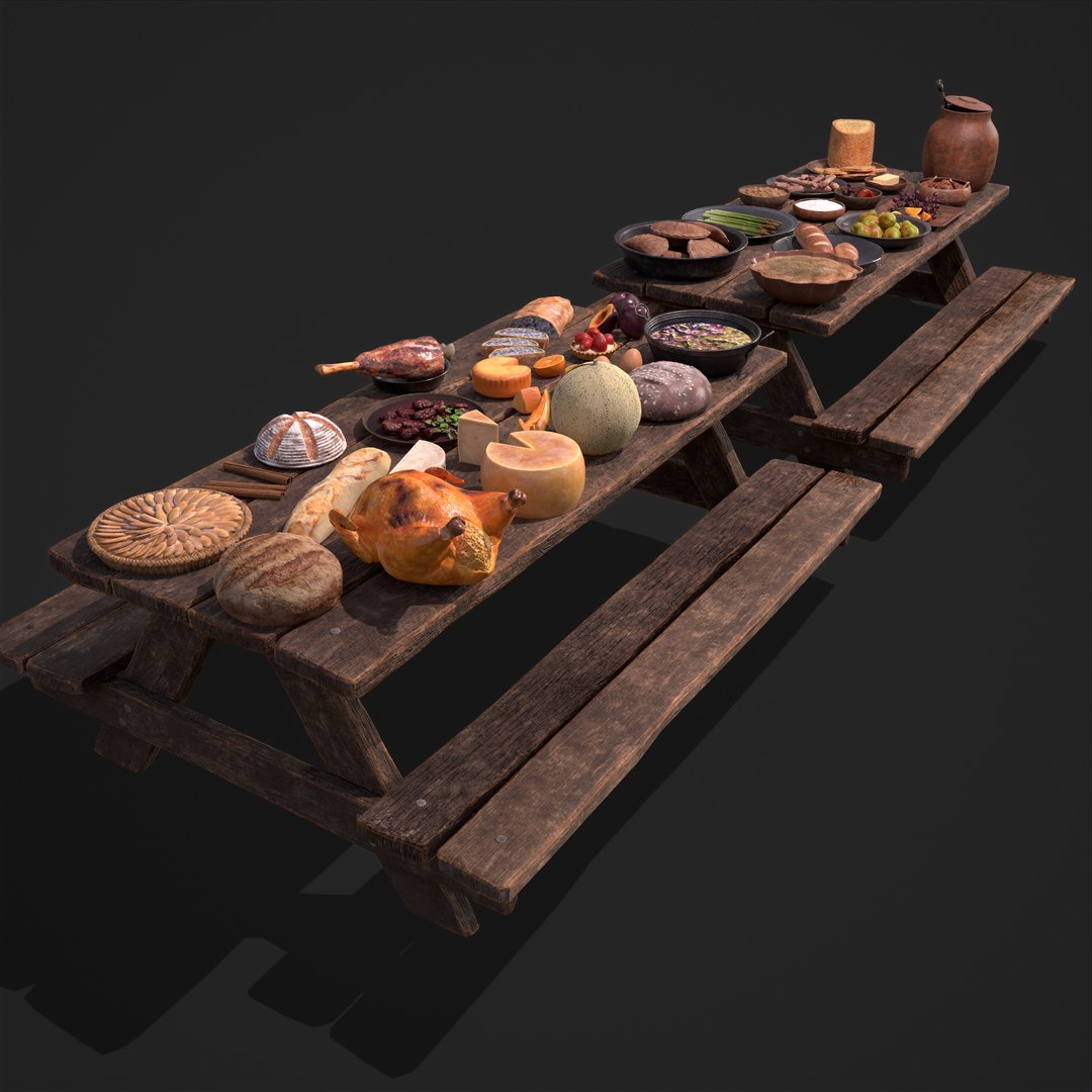 3D Medieval Double Picnic Feast Collection - TurboSquid 1962126