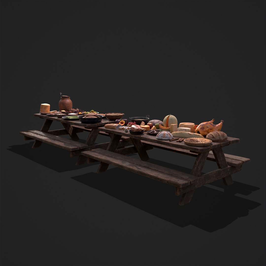 3D Medieval Double Picnic Feast Collection - TurboSquid 1962126