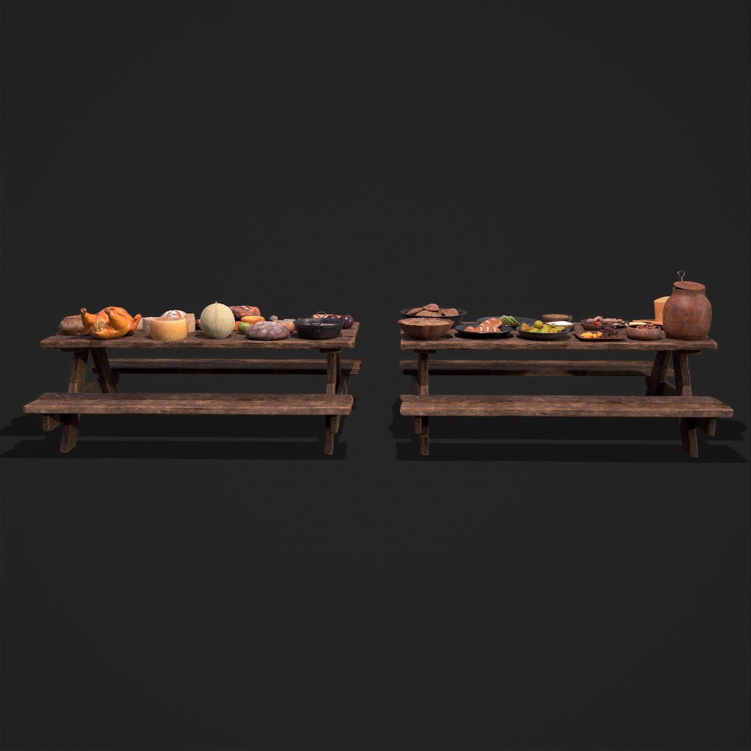3D Medieval Double Picnic Feast Collection - TurboSquid 1962126