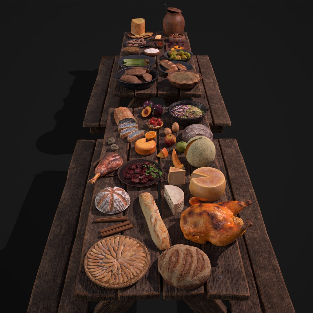 3D Medieval Double Picnic Feast Collection - TurboSquid 1962126
