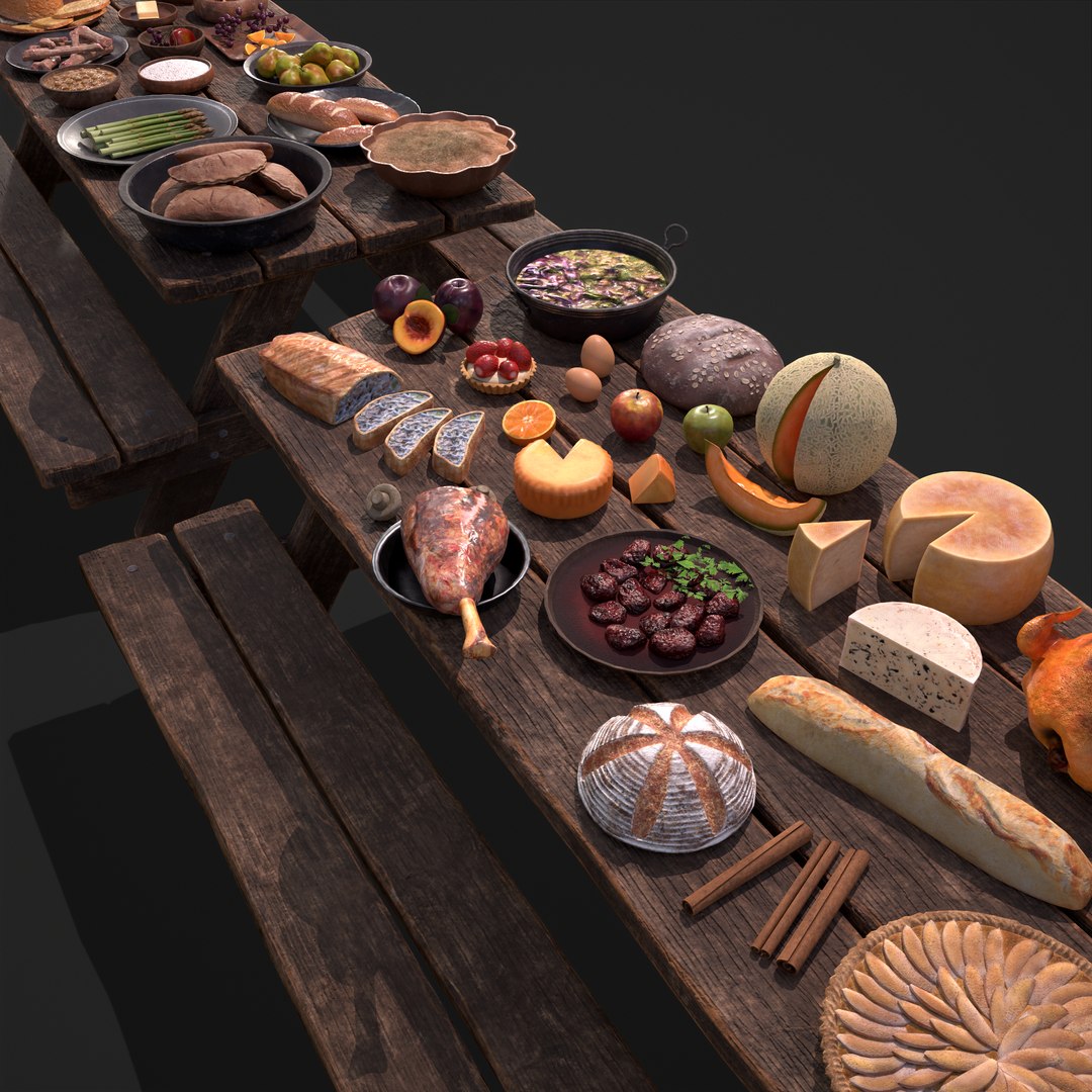 3D Medieval Double Picnic Feast Collection - TurboSquid 1962126