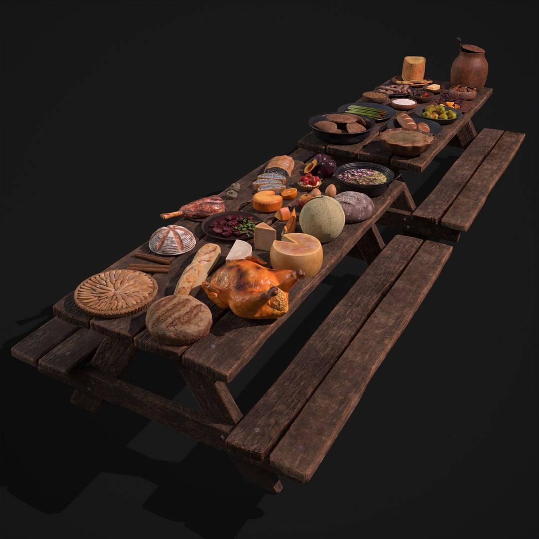 3D Medieval Double Picnic Feast Collection - TurboSquid 1962126
