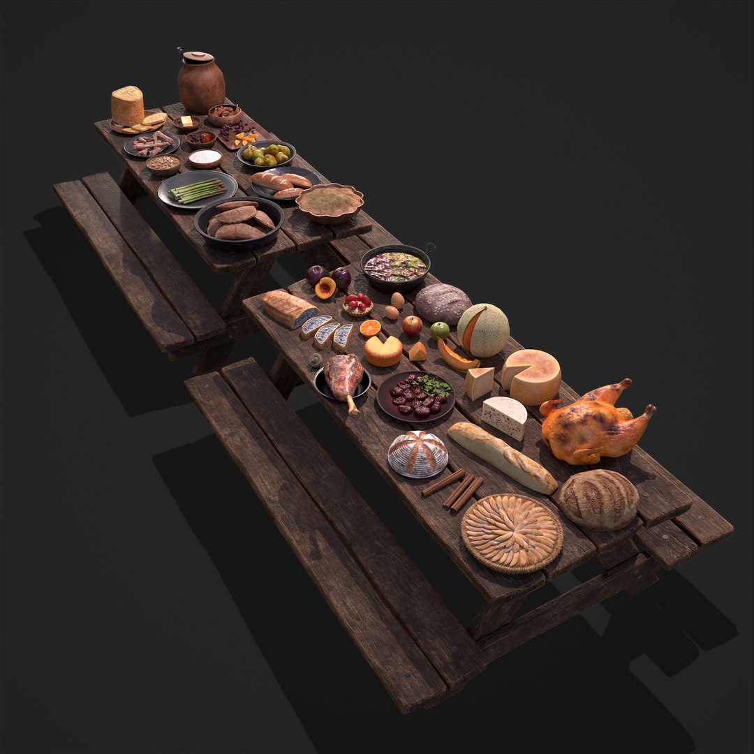 3D Medieval Double Picnic Feast Collection - TurboSquid 1962126