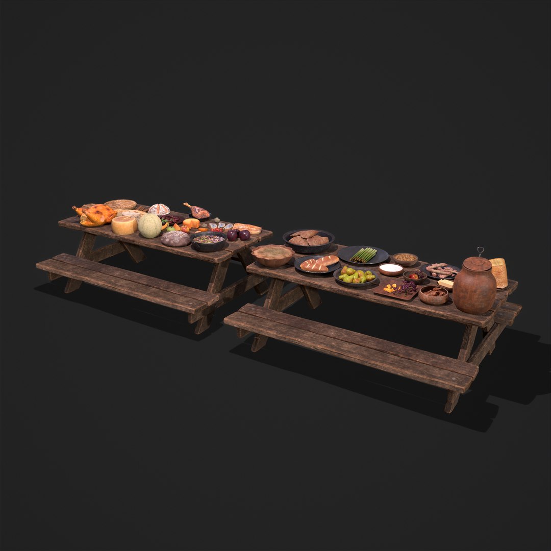 3D Medieval Double Picnic Feast Collection - TurboSquid 1962126
