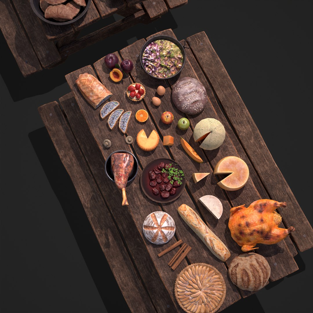 3D Medieval Double Picnic Feast Collection - TurboSquid 1962126