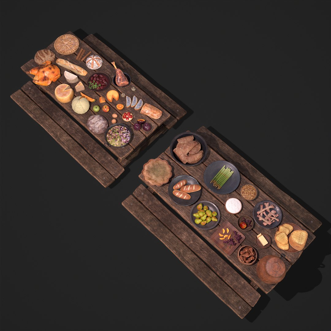 3D Medieval Double Picnic Feast Collection - TurboSquid 1962126