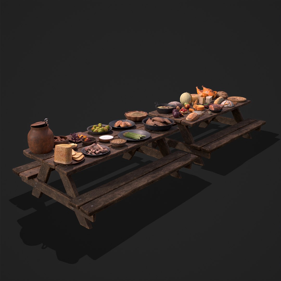3D Medieval Double Picnic Feast Collection - TurboSquid 1962126