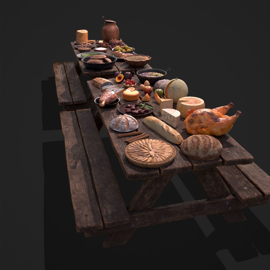 3D Medieval Double Picnic Feast Collection - TurboSquid 1962126