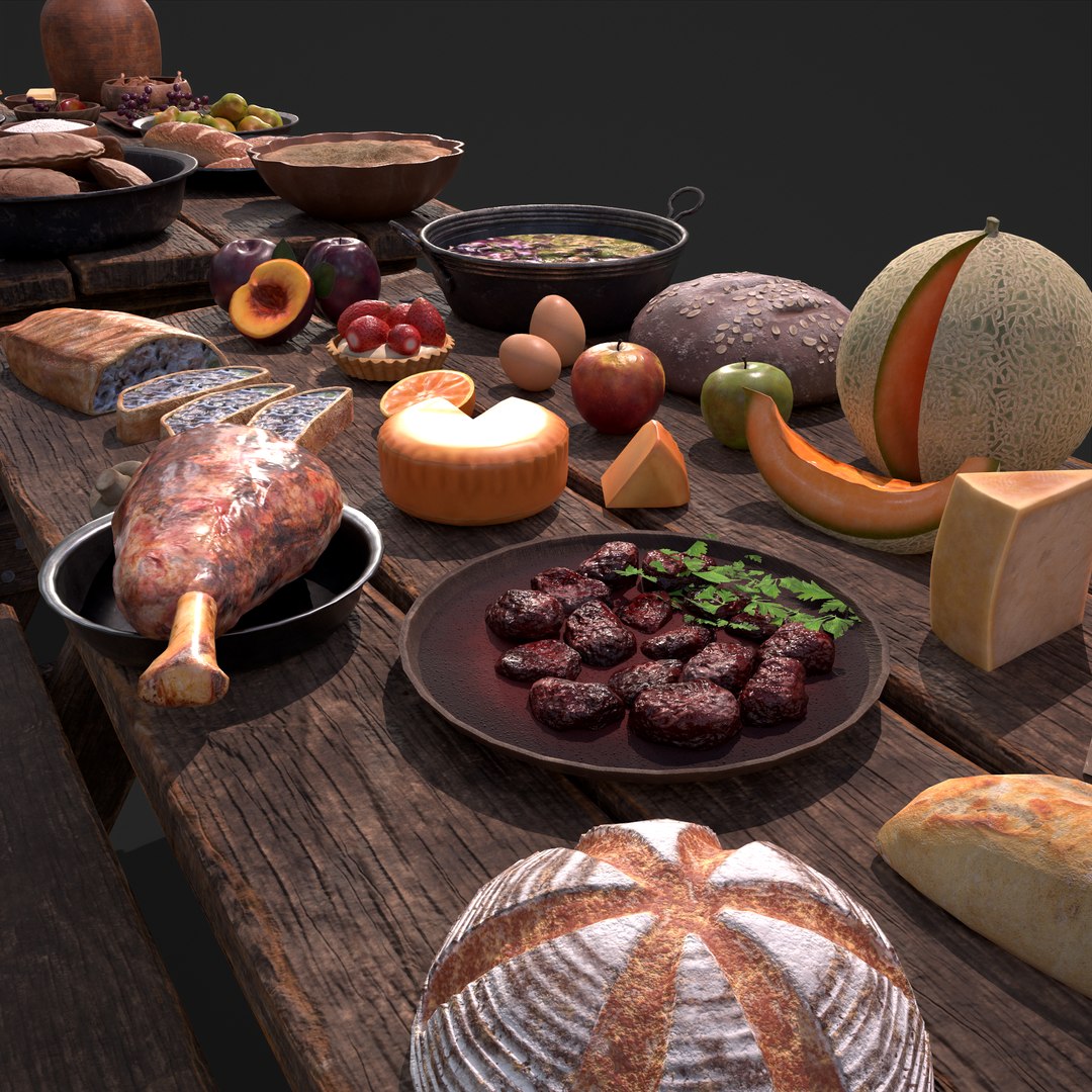 3D Medieval Double Picnic Feast Collection - TurboSquid 1962126