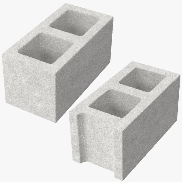 concrete cinder block 3d model
