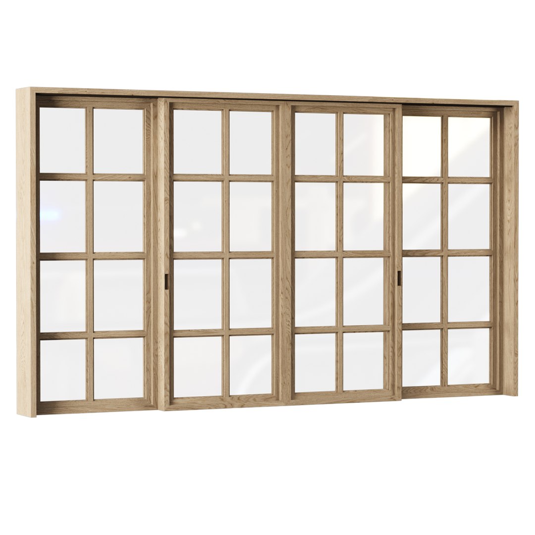 3D Model Rectangle Wooden Windows With Sliding Doors V3 - TurboSquid ...