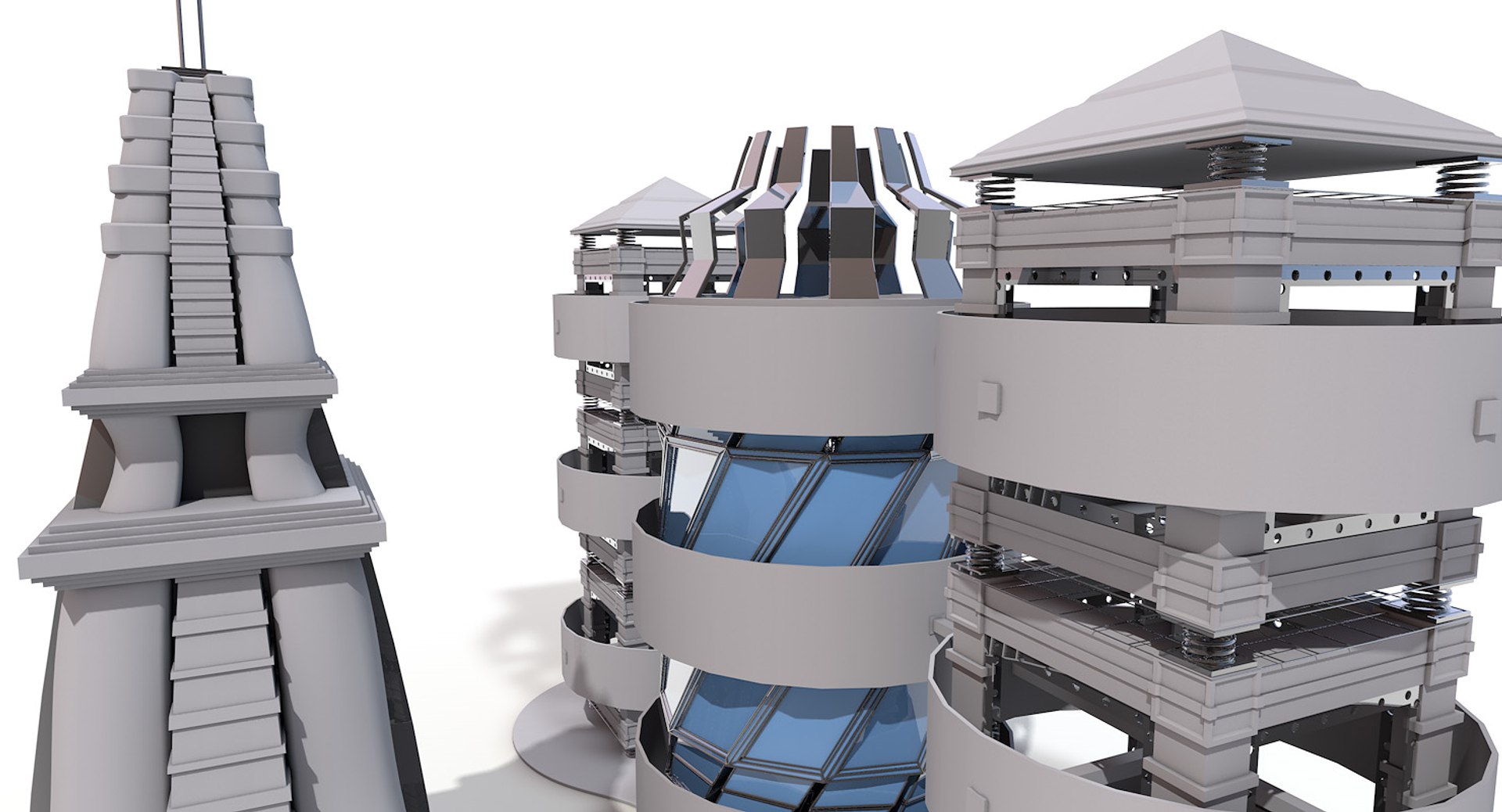 Futuristic Buildings 3d Model