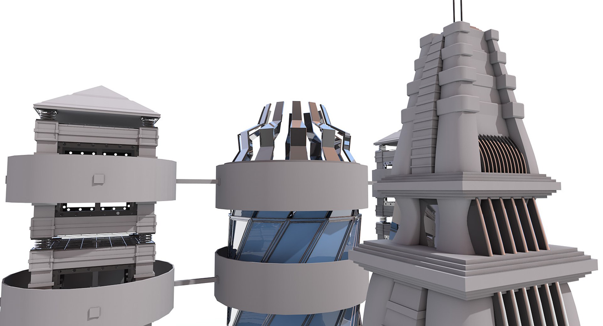 Futuristic Buildings 3d Model