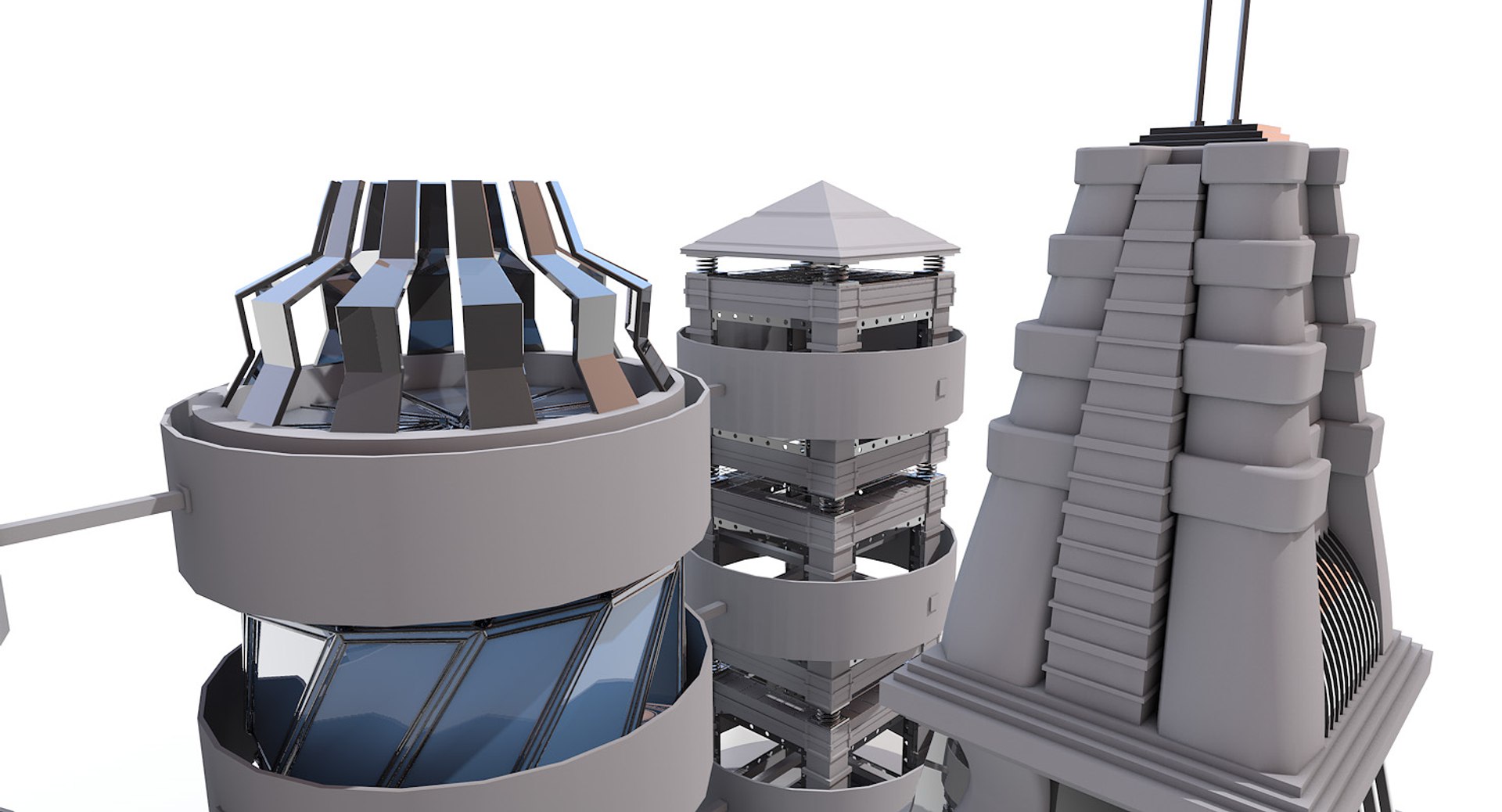 Futuristic Buildings 3d Model