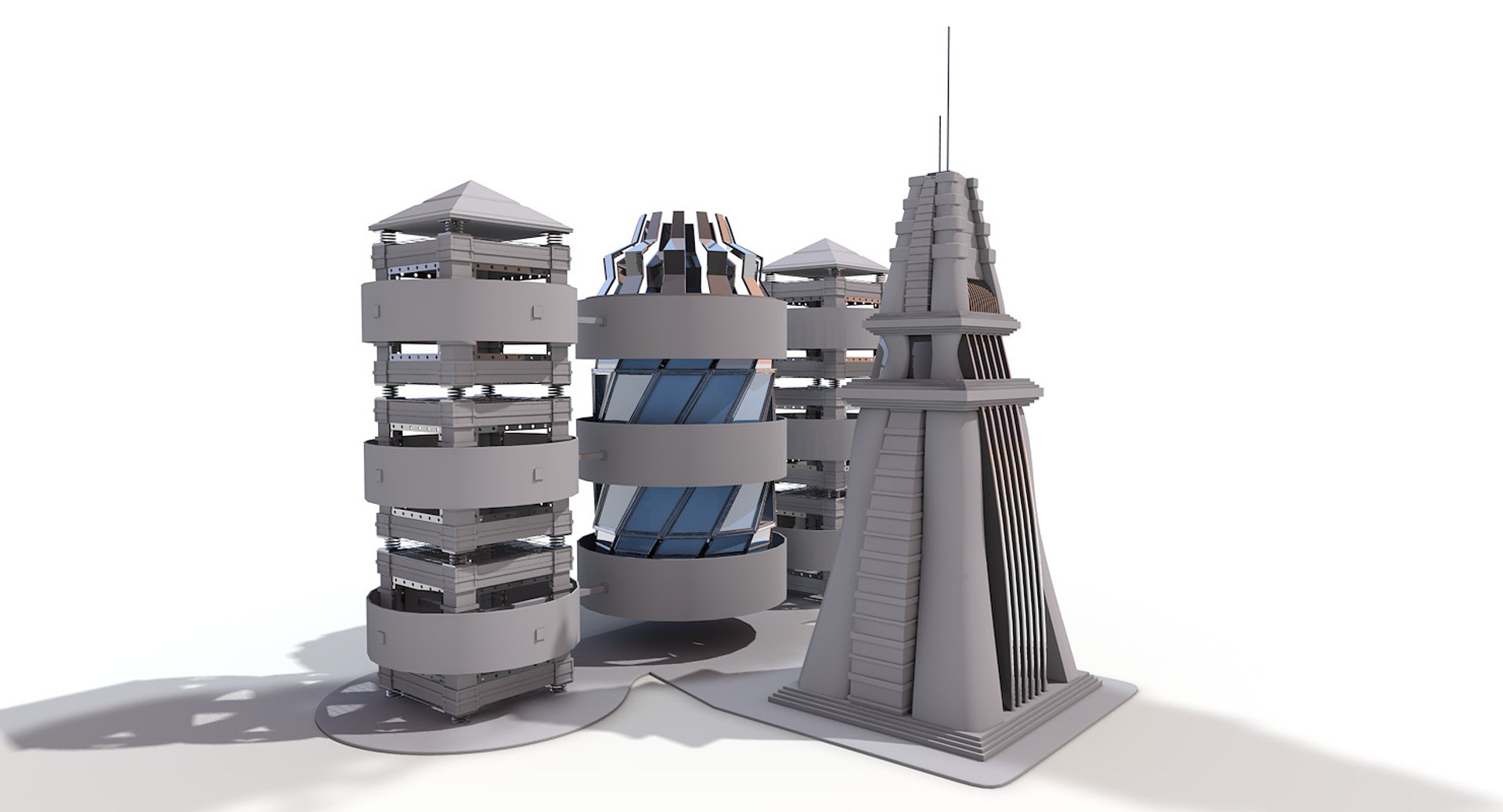 Futuristic Buildings 3d Model