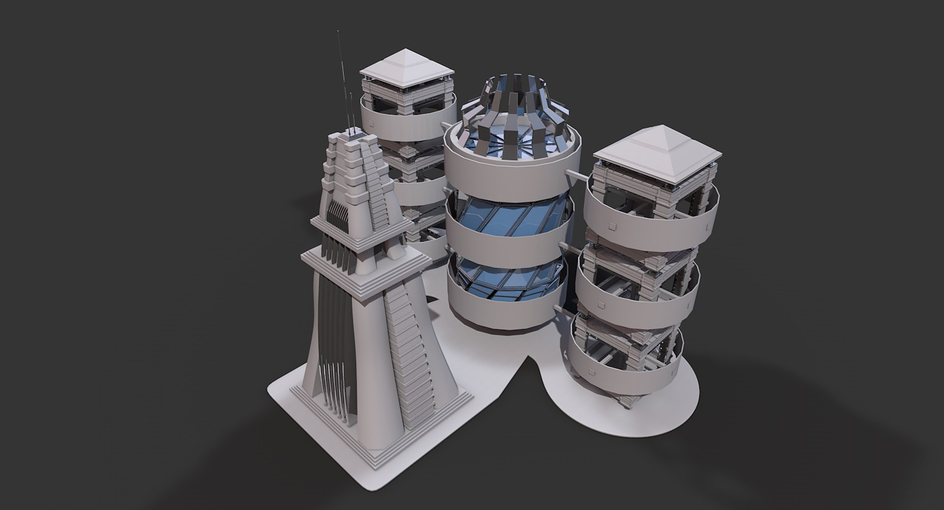 Futuristic Buildings 3d Model