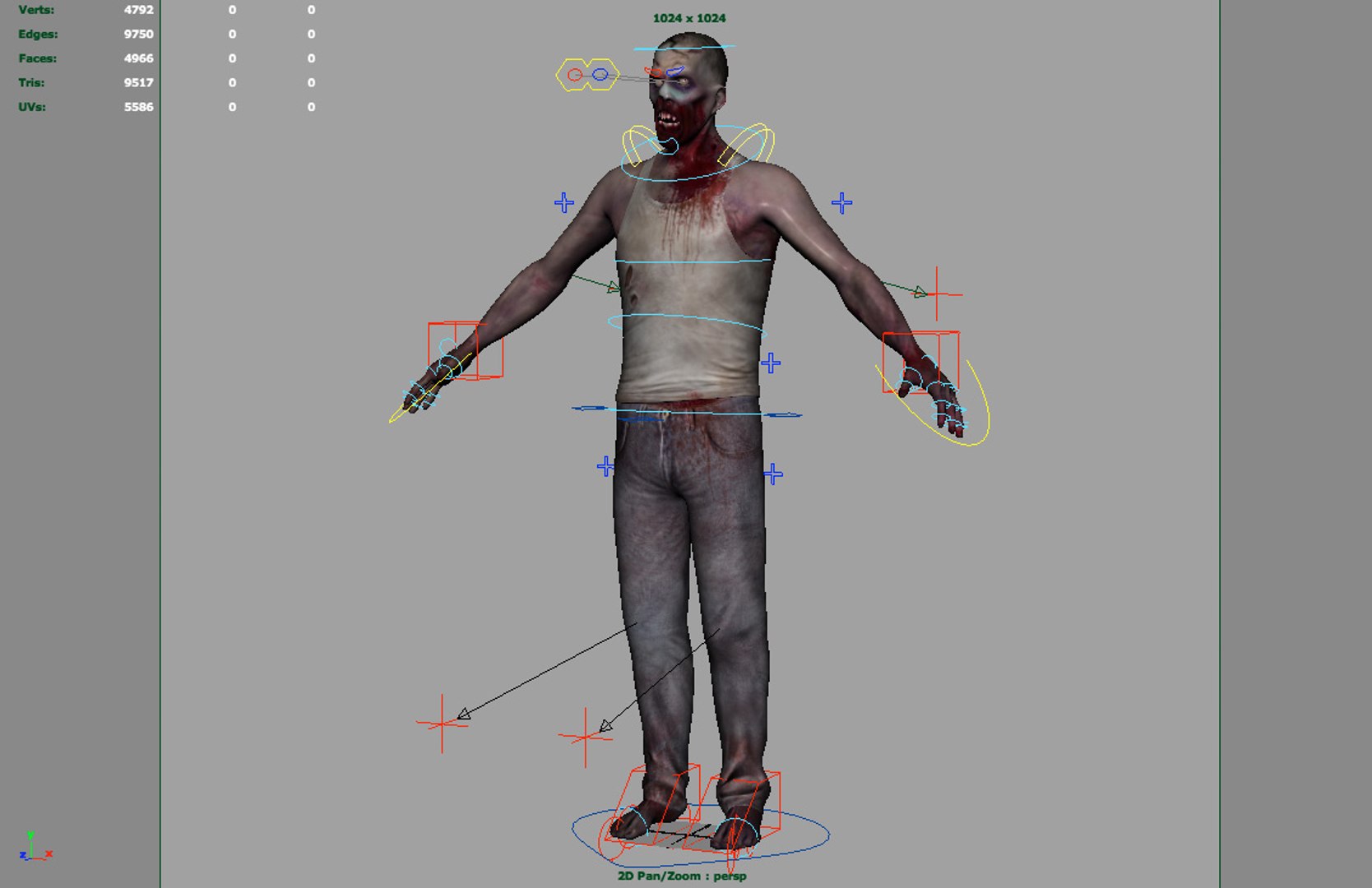 3d model zombie male rigged