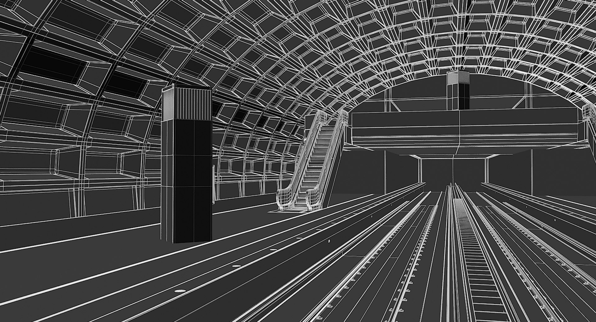 metro tram station 3d model