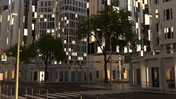 City intersection 3D model - TurboSquid 1669991
