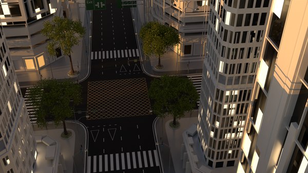 City intersection 3D model - TurboSquid 1669991