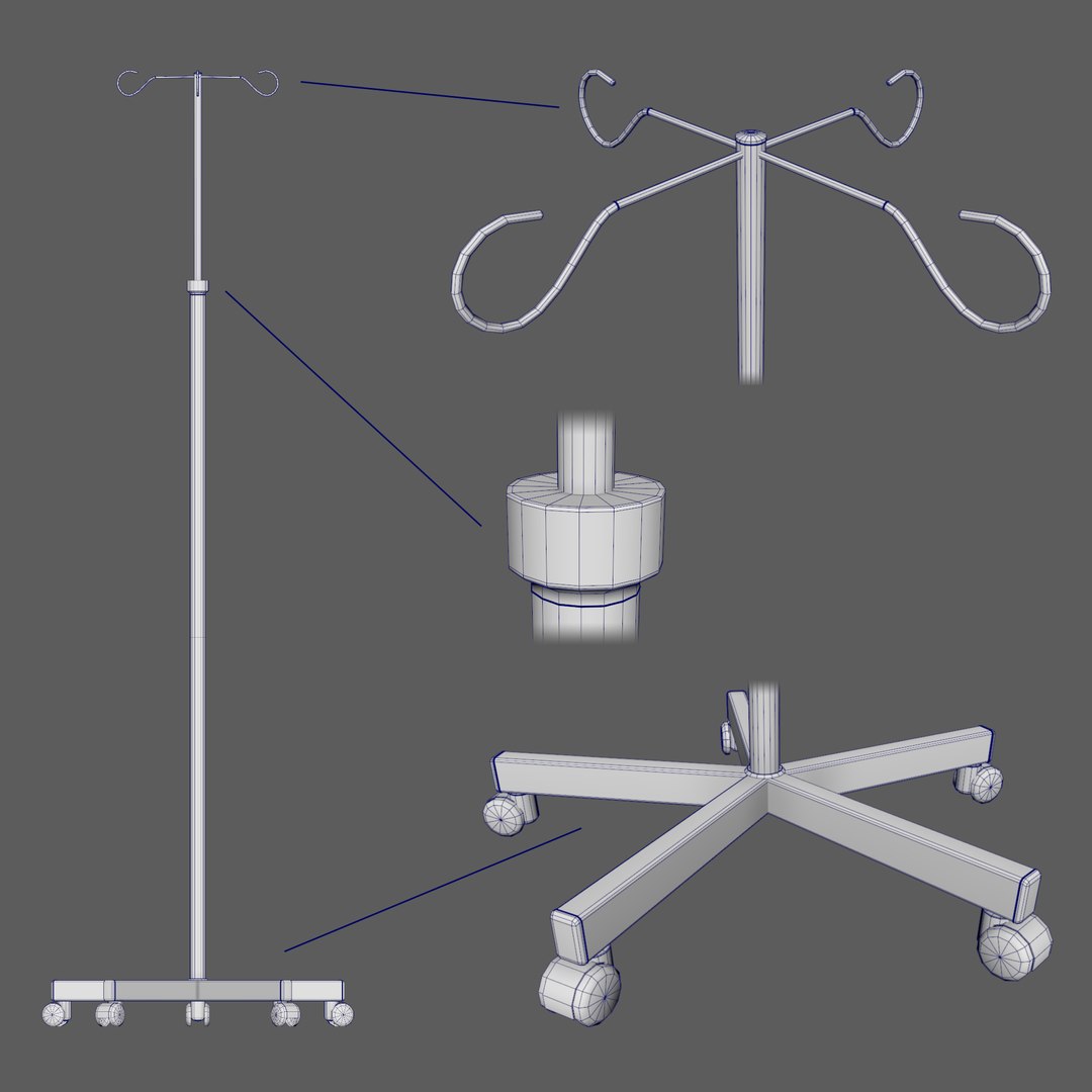3D hospital iv drip stand model - TurboSquid 1195317