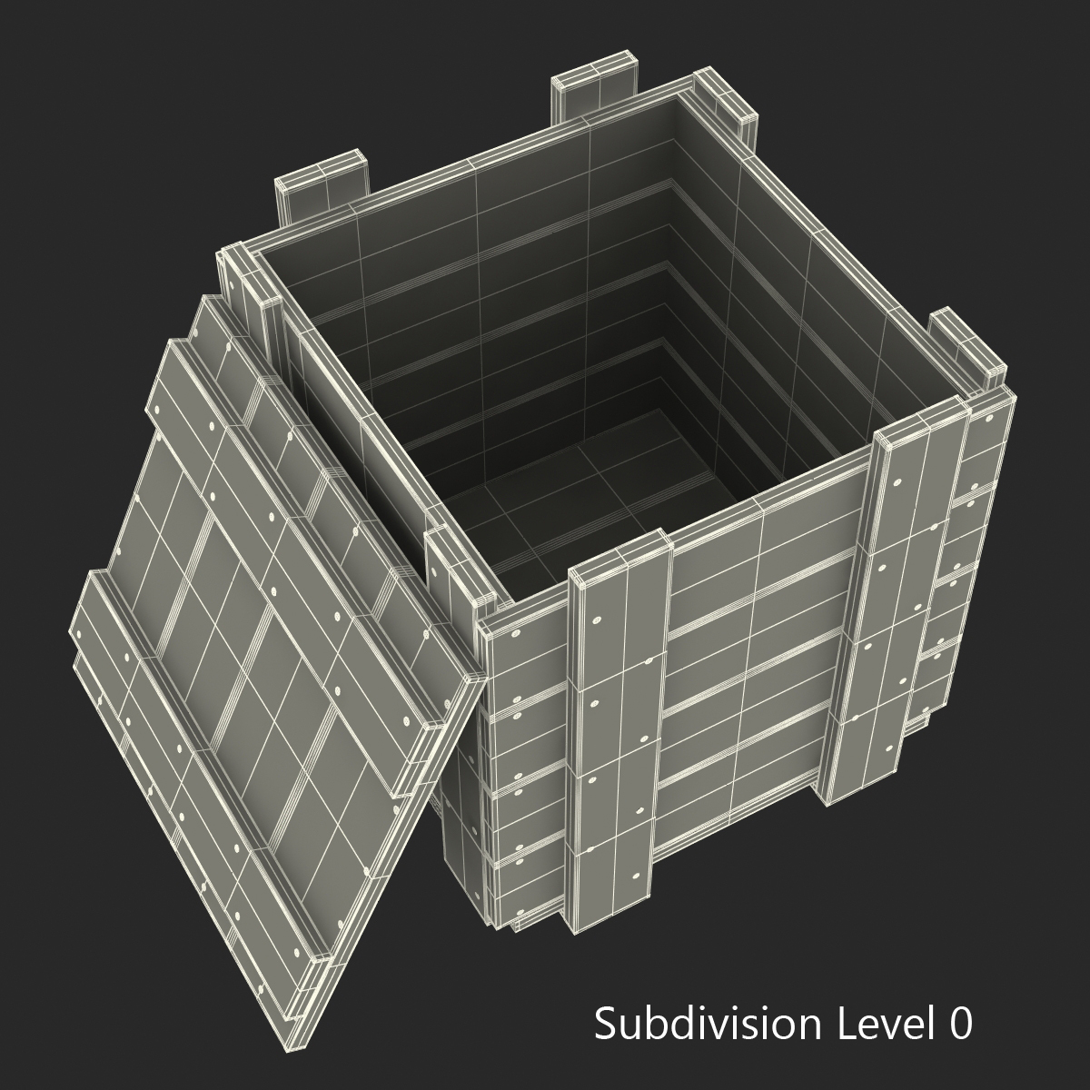3d model wood box wooden