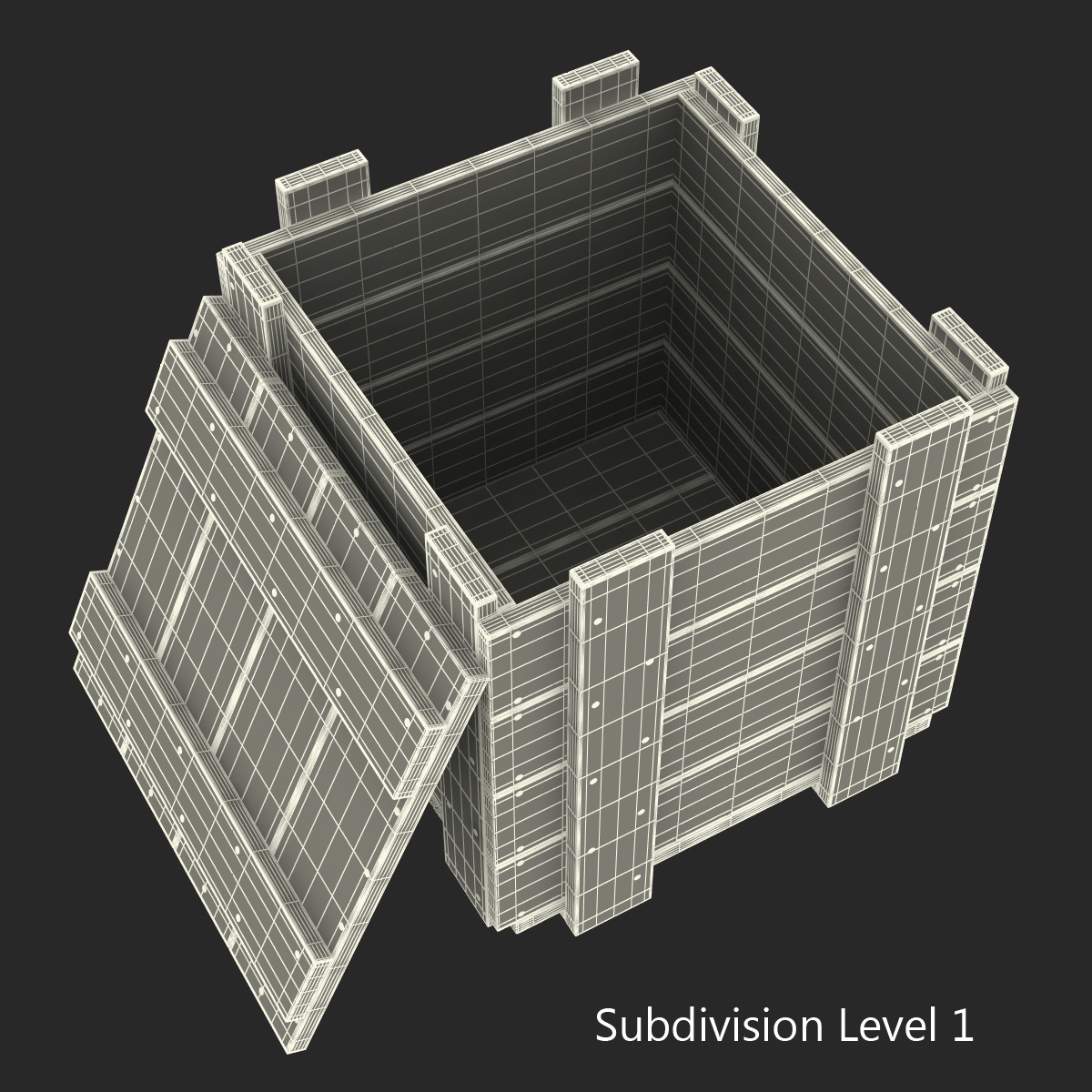 3d model wood box wooden