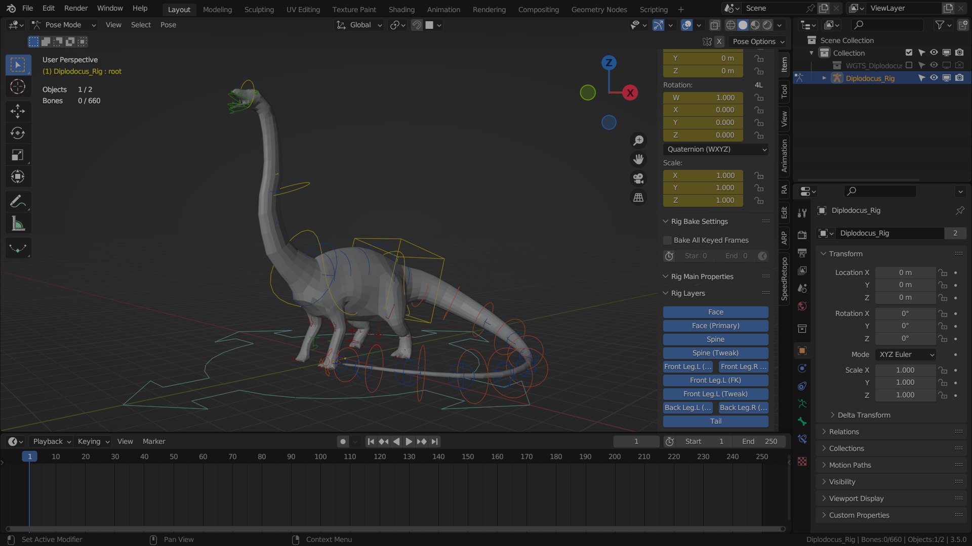 Diplodocus Rigged Basemesh 3D model - TurboSquid 2134183