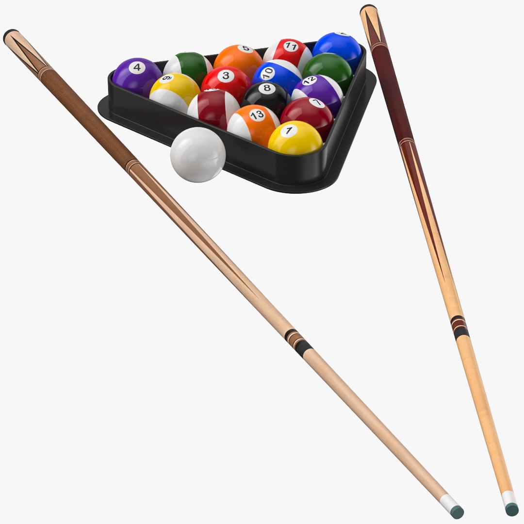 Billiards Balls And Cue Sticks 3D Model - TurboSquid 1989828