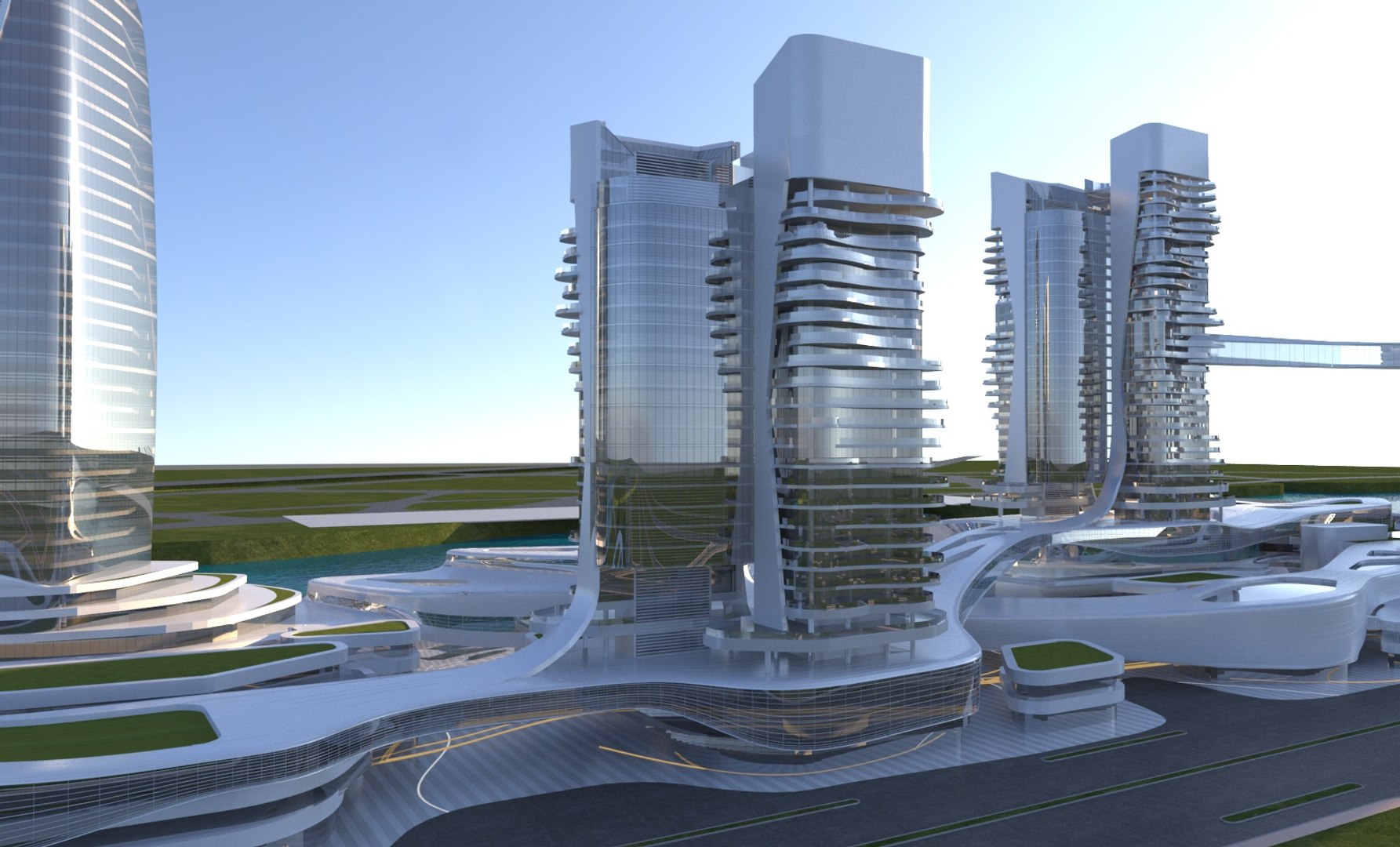 3D Commercial Building Complex - TurboSquid 2210384