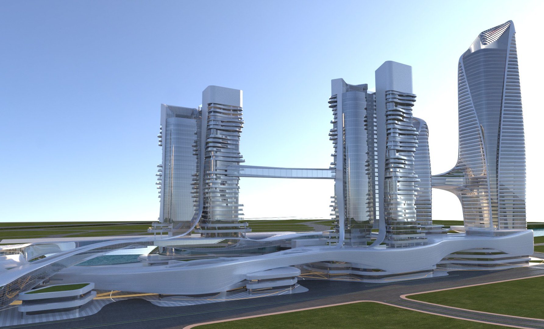 3D Commercial Building Complex - TurboSquid 2210384