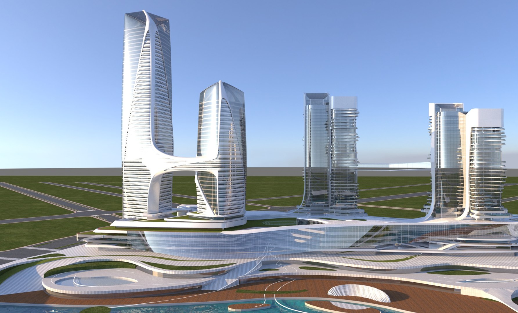 3D Commercial Building Complex - TurboSquid 2210384