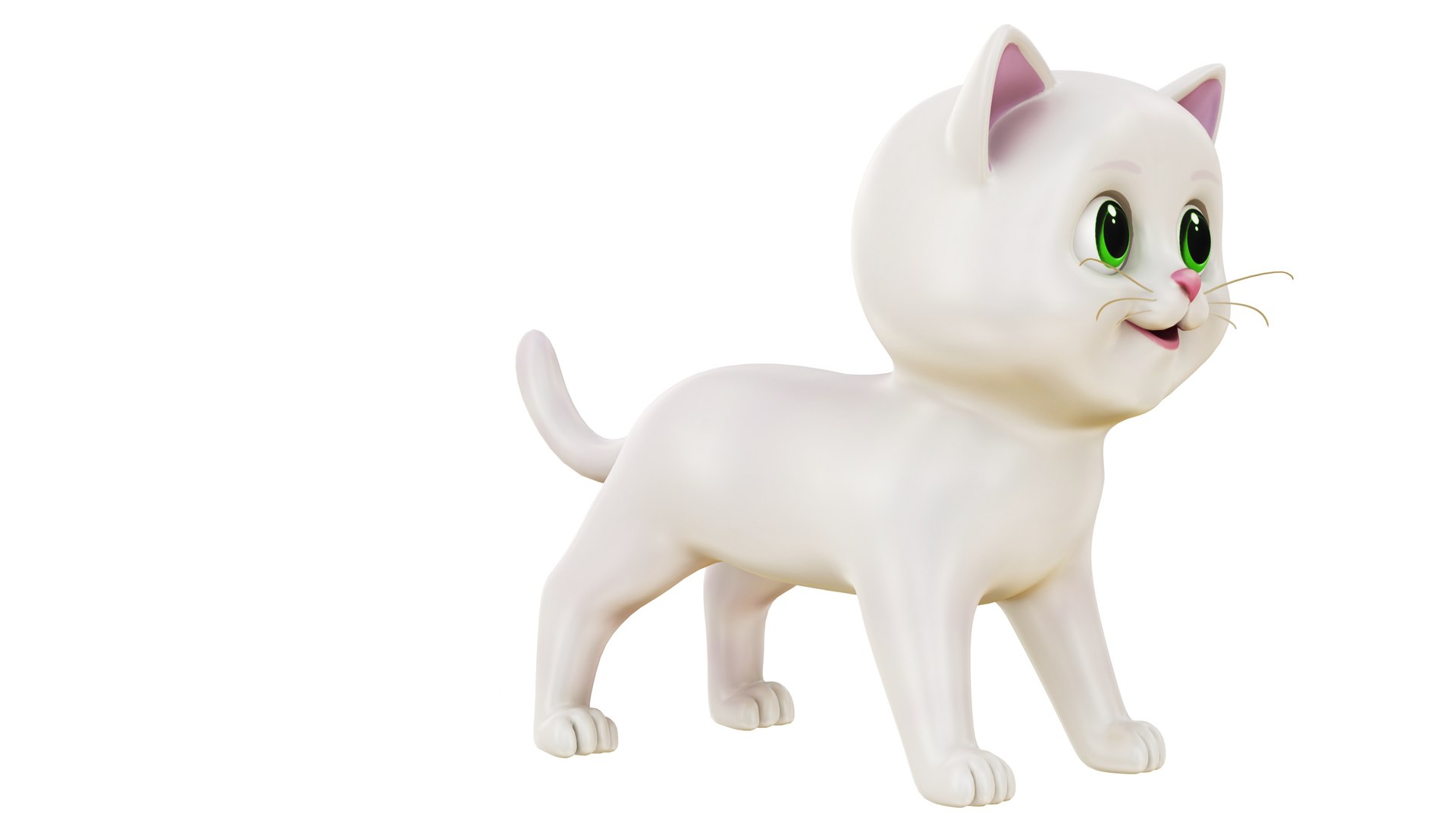 3D Cartoon Cat White - TurboSquid 2289274