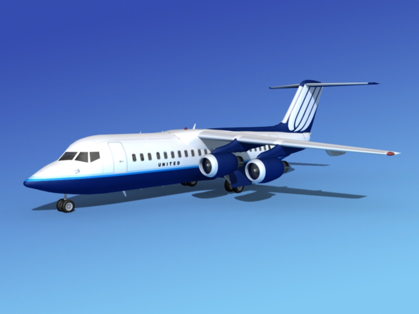 3d bae 146 united airliners model