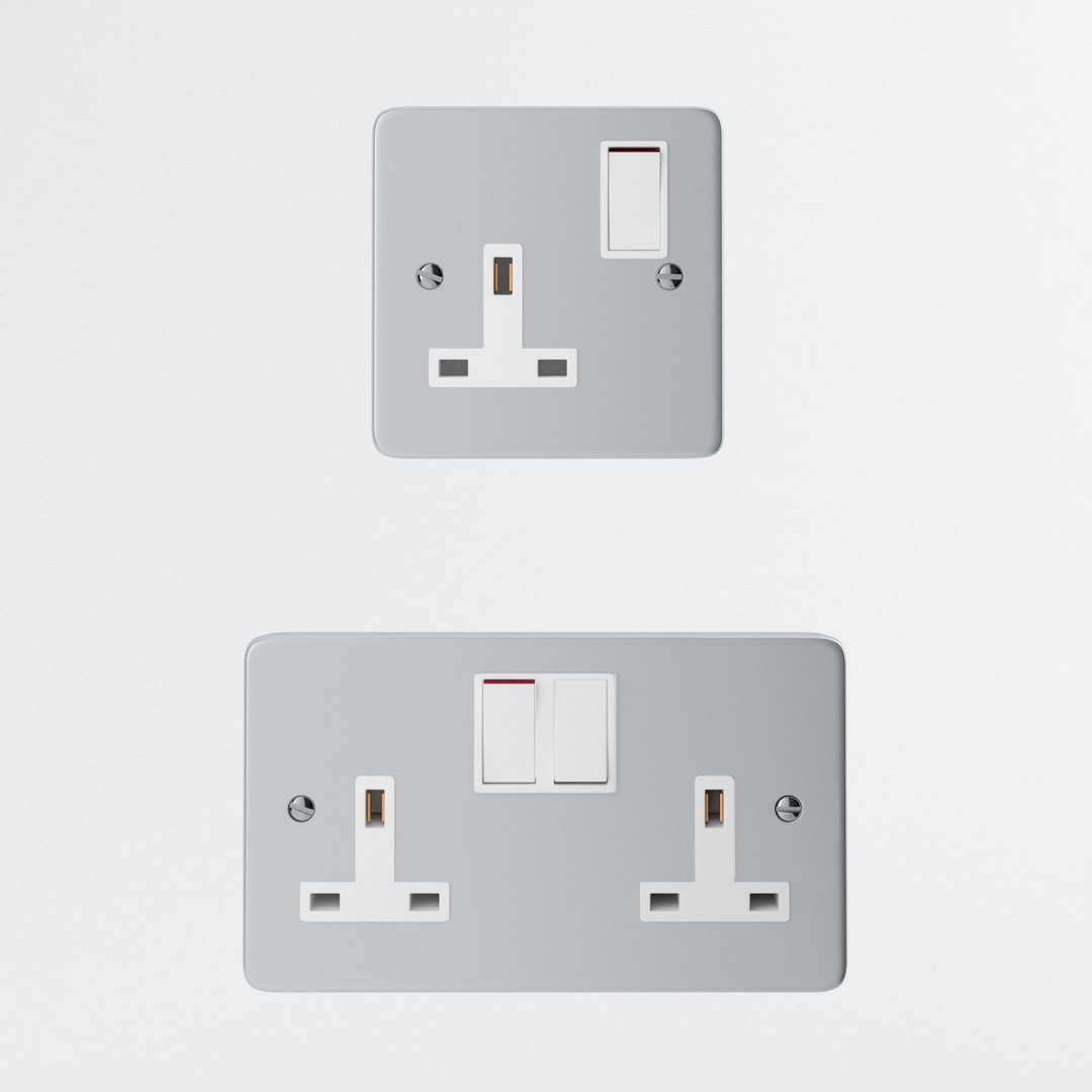 Aluminum Uk Wall Outlet 3d Model