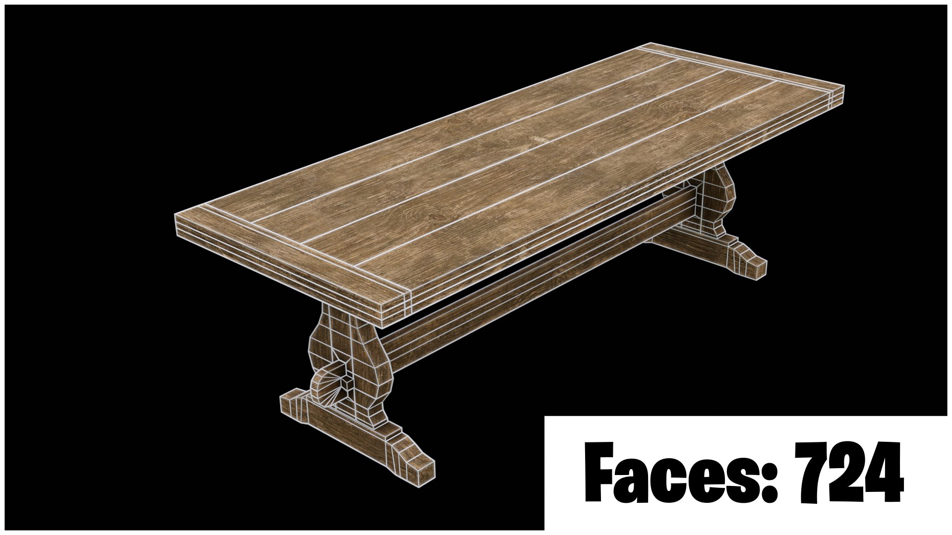Medieval Wooden Long Table Model - TurboSquid 1381186