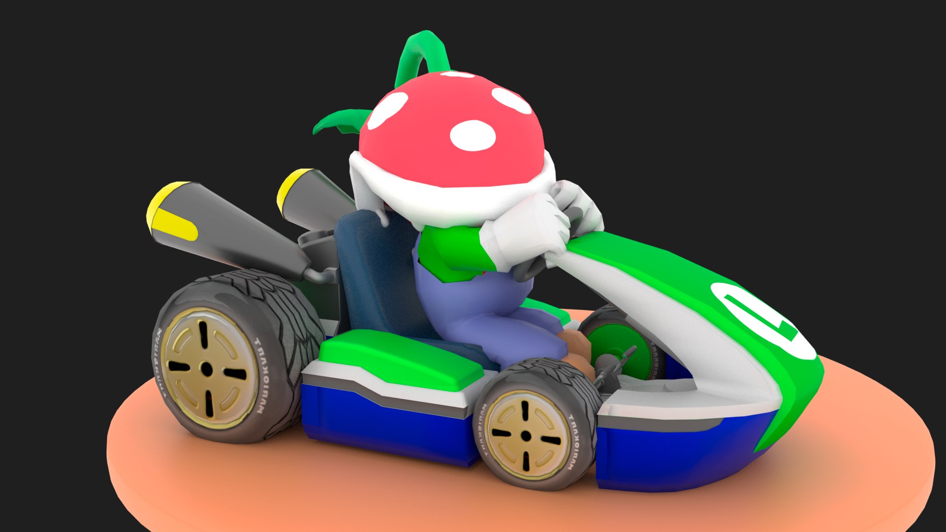 3D Mario Kart Luigi and piranha plant model - TurboSquid 2041242