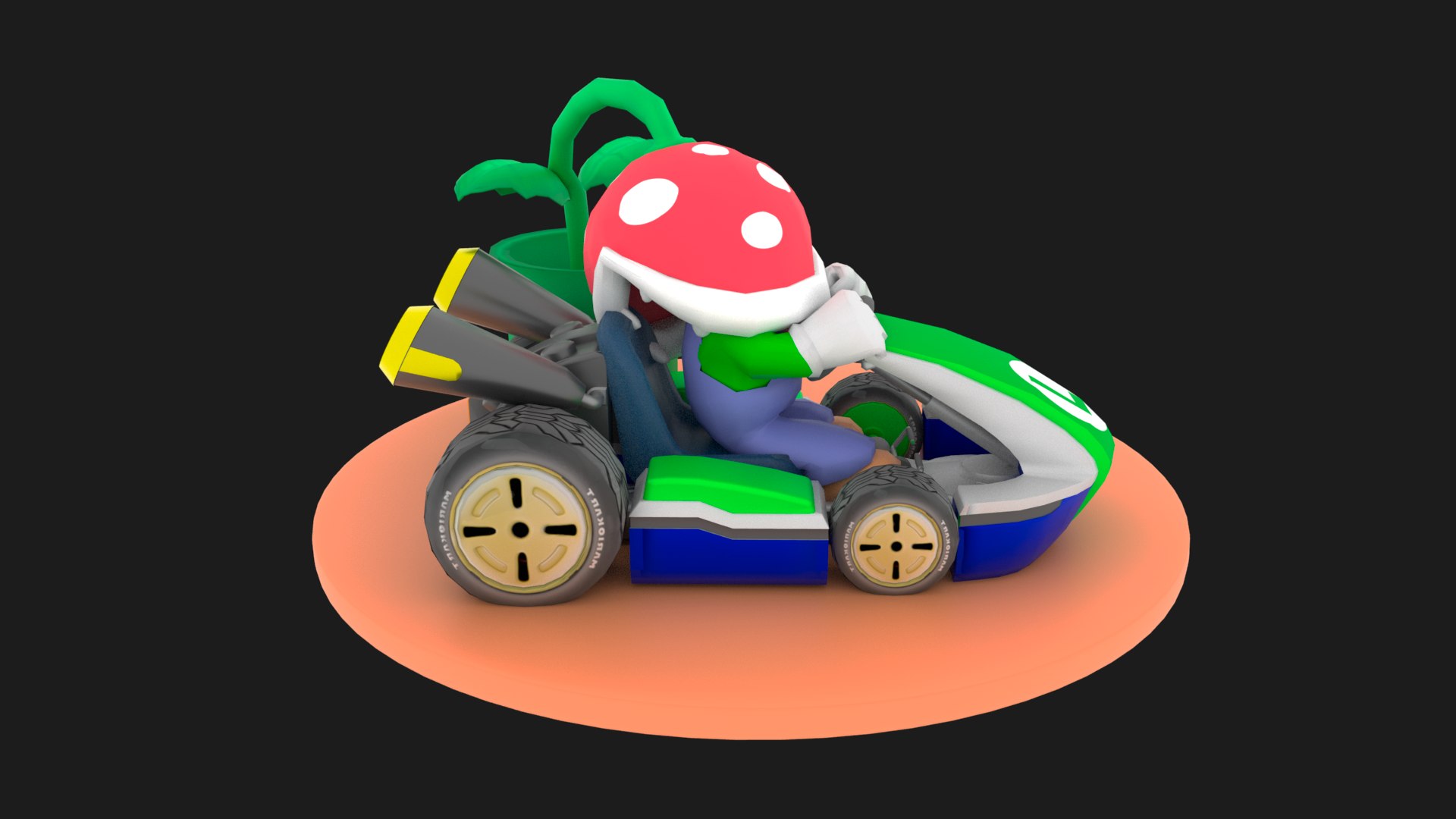 3D Mario Kart Luigi and piranha plant model - TurboSquid 2041242