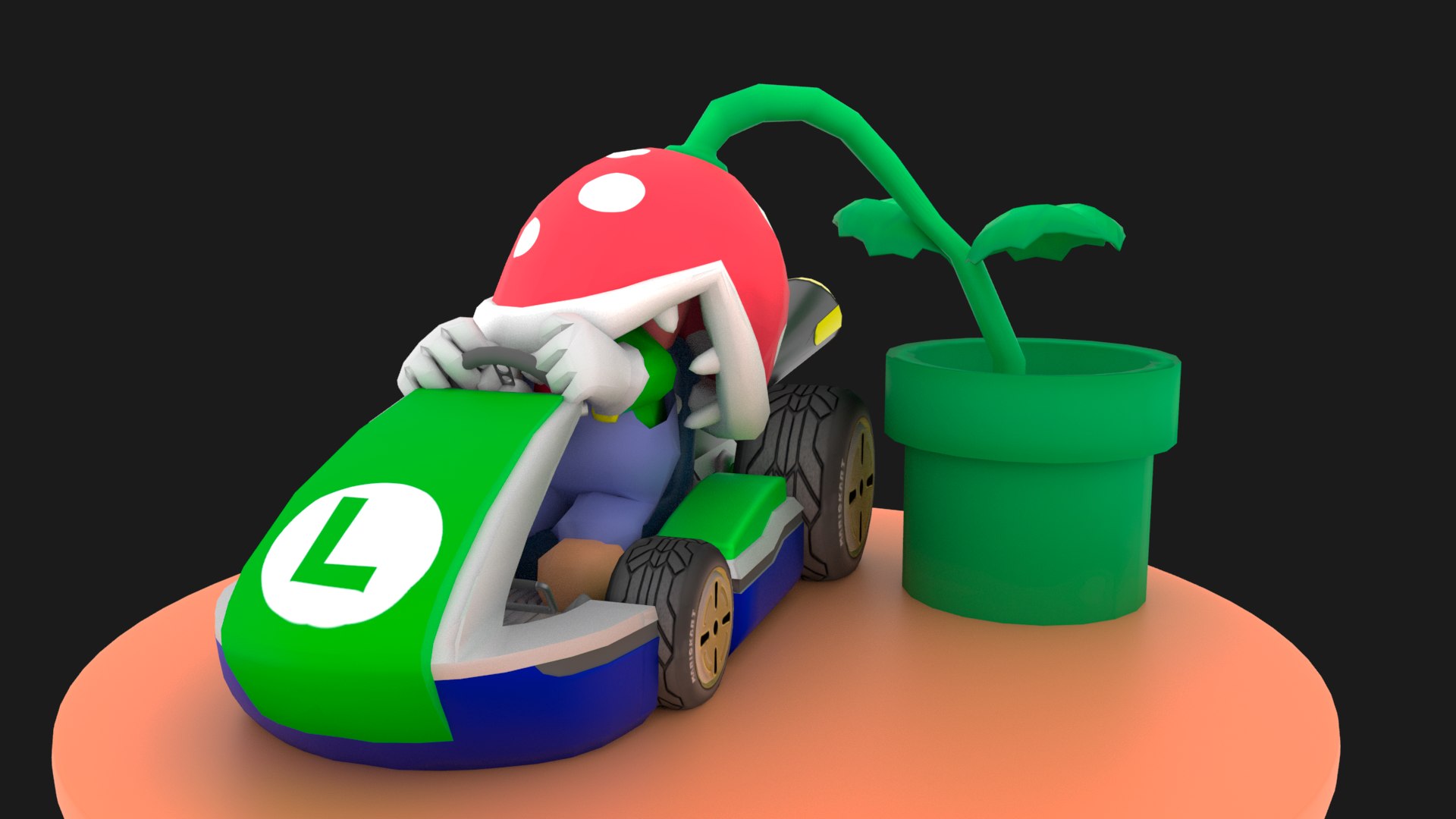 3D Mario Kart Luigi and piranha plant model - TurboSquid 2041242