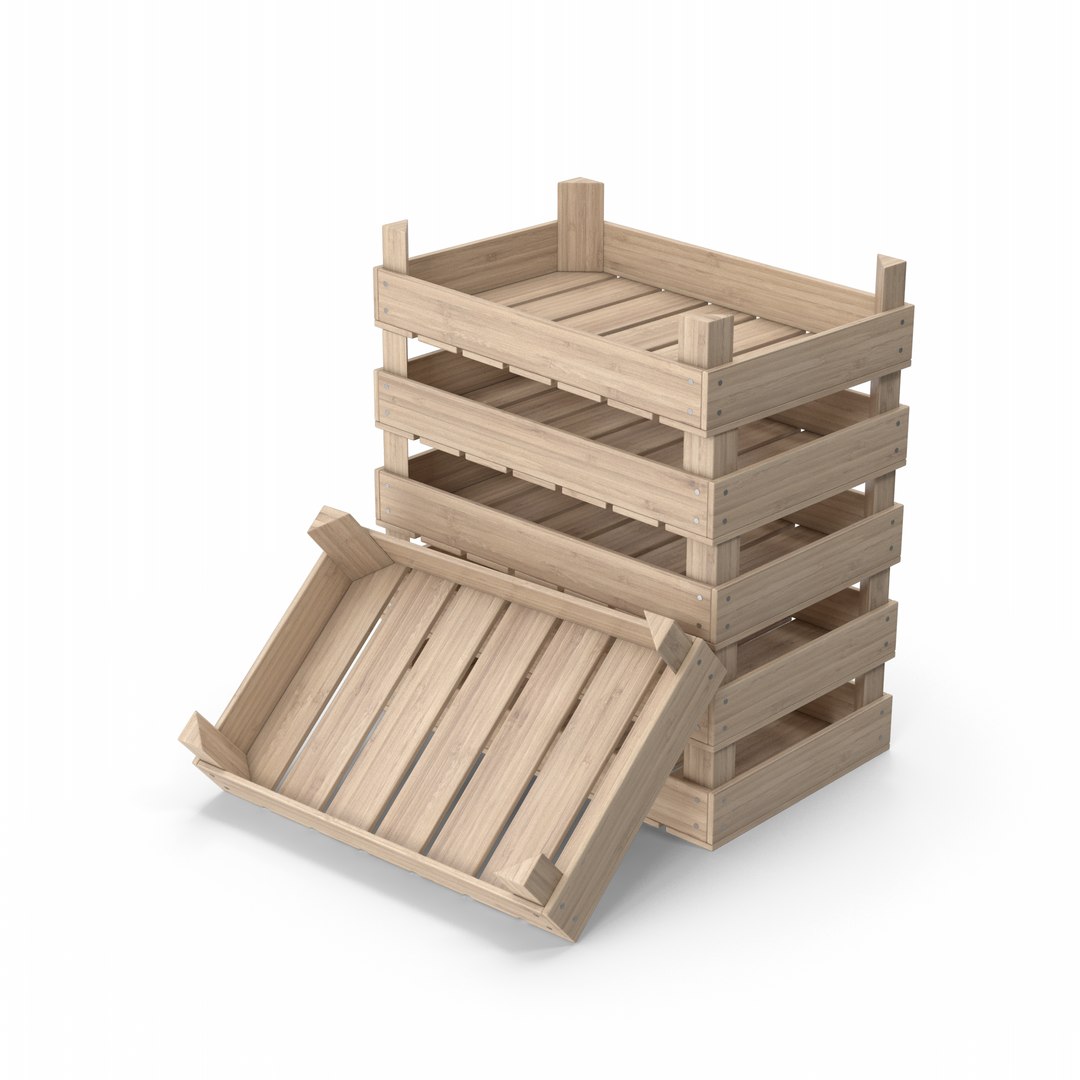 3D Stack Of Wooden Fruit Crates - TurboSquid 2122391